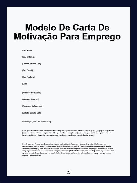 Modelo De Carta De Motivação Para Emprego