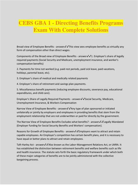 CEBS GBA 1 Directing Benefits Programs Exam With Complete Solutions