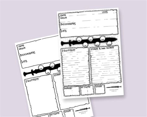 Black Sword Hack Hand Drawn Character Sheet By Saroneus Games