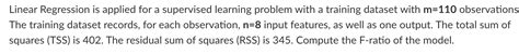 Solved Linear Regression Is Applied For A Supervised
