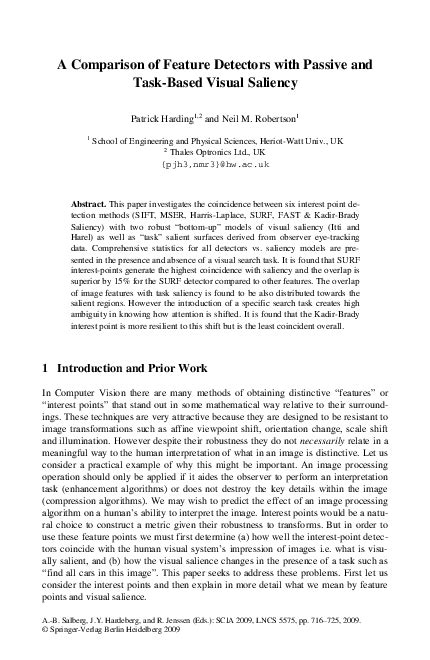 A Comparison Of Feature Detectors With Passive And Task Based Visual Saliency