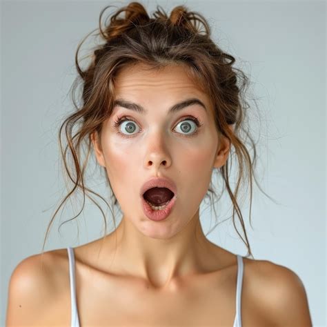A Woman With Her Mouth Open And A Surprised Expression Premium Ai