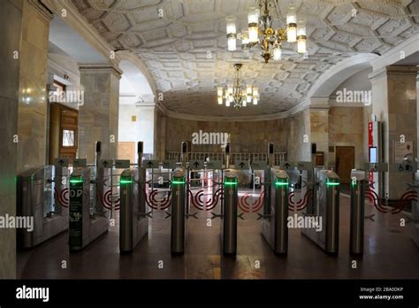 Metro Turnstiles In The Northern Entrance Of Krasnye Vorota Modern