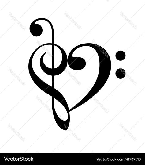 Love Heart Music Treble And Bass Clefs Royalty Free Vector