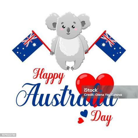 흰색 배경 벡터 포스터입니다 행복 한 일입니다 귀여운 재미 있는 코알라 인쇄 디자인 서식 파일 1월에 대한 스톡 벡터 아트 및 기타 이미지 Istock