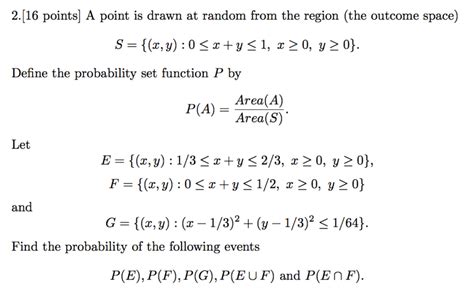 Solved A Point Is Drawn At Random From The Region The Chegg