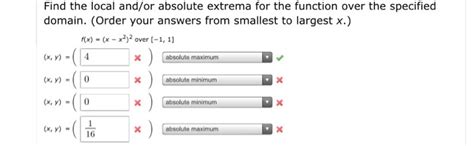Solved Find The Local And Or Absolute Extrema For The Chegg