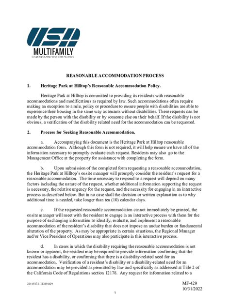 Fillable Online Reasonable Accommodation Policy Exhibit A To Csea