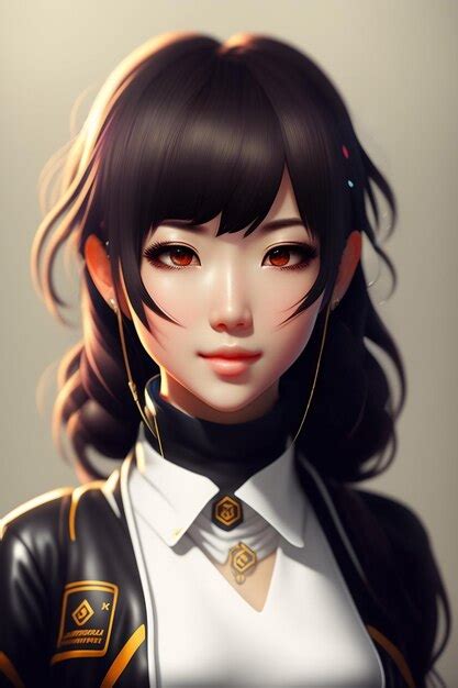 Anime Girl Straight Uma Estudante Vestindo Preto E Branco Foto Premium