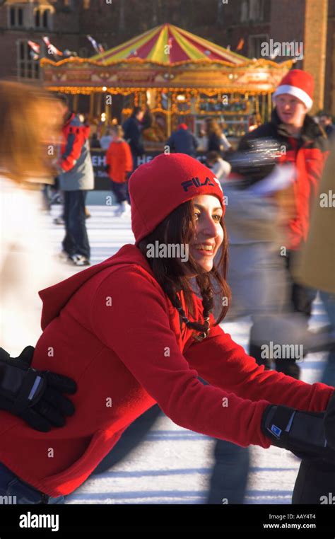 Europe UK England London Hampton Court Ice Skating Rink In Winter Stock