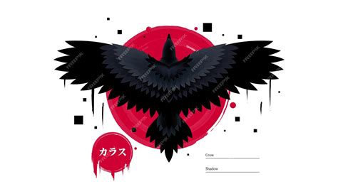 Premium Vector Flying Crow Vector Japanese Culture Design Abstract