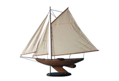 Rustic Wooden Bermuda Sloop Sailboat Model