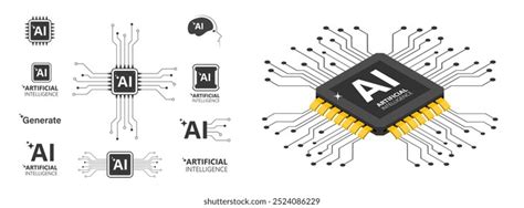 Artificial Intelligence Ai Processor Chip Icon Stock Vector Royalty