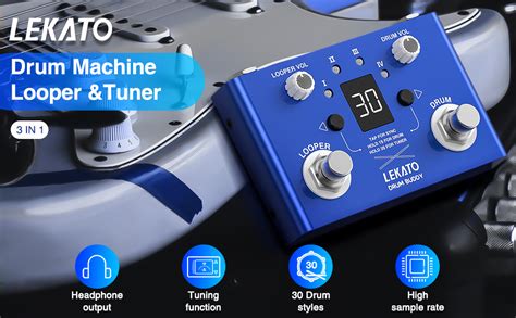 Lekato Drum Looper Pedal With Tuner Built In 30 Drums 4