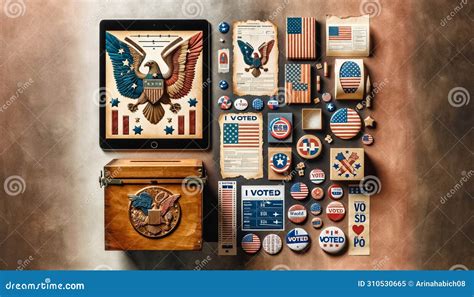 Patriotic Symbols Of American Democracy And Voting Stock Image Image