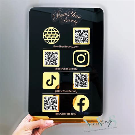 Business Qr Code Instagram Facebook Social Media Sign Salon Etsy