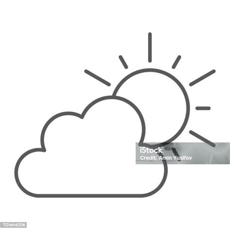 Vetores De Ícone De Fina Linha Do Tempo Céu E Clima Sol E Nuvem Assinam