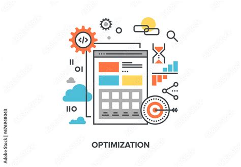 Vector Illustration Of Web Optimization Flat Line Design Concept Stock Template Adobe Stock