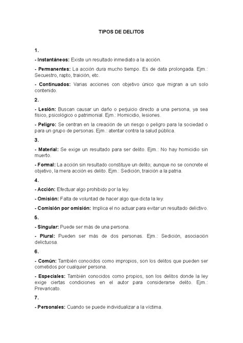 Tipos DE Delitos Trabajo 3 TIPOS DE DELITOS 1 Instantáneos Existe