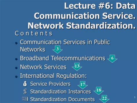 Ppt Lecture 6 Data Communication Service Network Standardization