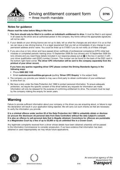 Dvla Driving Licence Mandate Consent Form