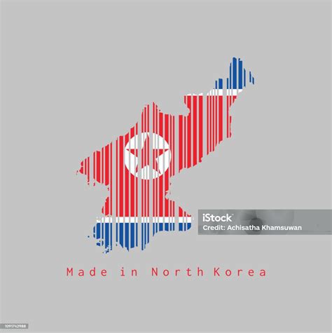 바코드 회색 배경에 북한 지도 개요 및 북한 국기의 색상에 모양을 설정합니다 가격에 대한 스톡 벡터 아트 및 기타 이미지