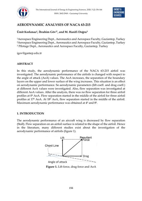 Pdf Aerodynamic Analyses Of Naca 63 215