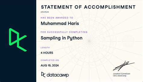 Completed Sampling In Python Course Muhammad Haris Posted On The Topic Linkedin