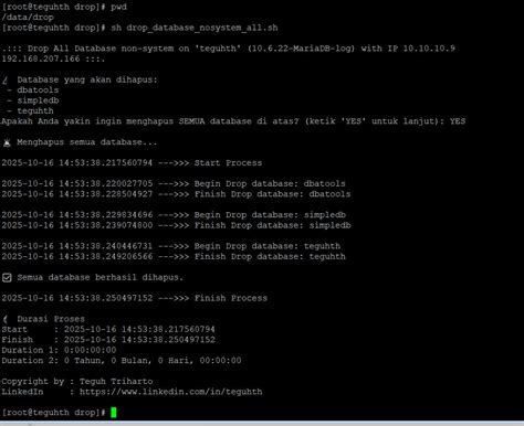 Teguh Triharto Learning Center Script Drop All Database Non System In Mariadb Mysql In