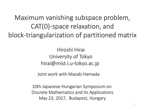 Maximum Vanishing Subspace Problem Cat0 Space Relaxation And Block