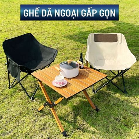 Ghế Xếp Camping Dã Ngoại Gấp Gọn đi Cắm Trại Câu Cá Khung Thép Cacbon