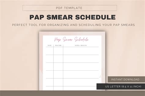Pap Smear Schedule Pdf Templates Pap Smear Appointment Etsy
