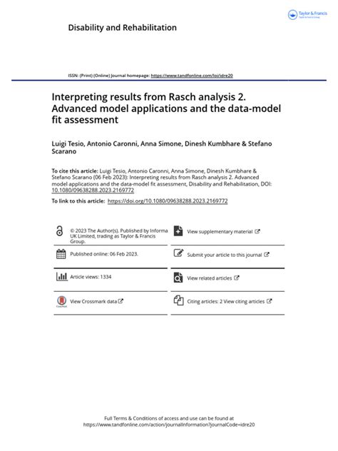 Interpreting Results From Rasch Analysis 2 Advanced Model Applications And The Data Model Fit