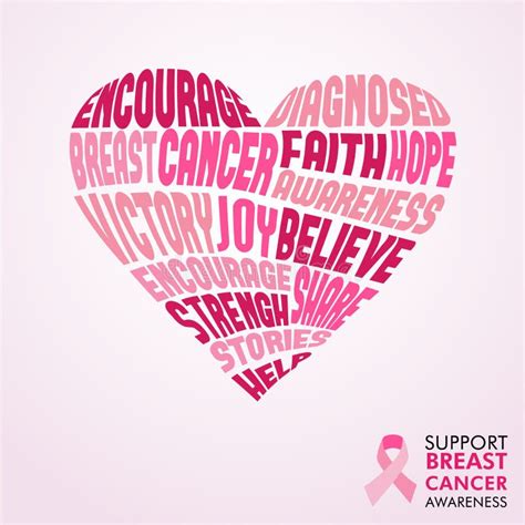 Breast Cancer Awareness Month Pink Love Concept Stock Vector