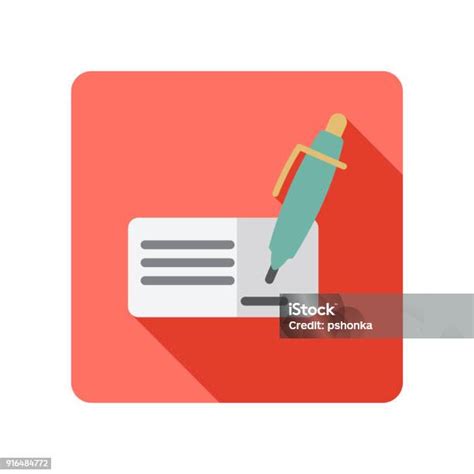Chèque Banque Vide Avec Icône Stylet Et Signature Vecteurs Libres De