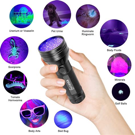 Escolite Linterna Uv De Luz Negra 51 Led De Luz Negra Detector De
