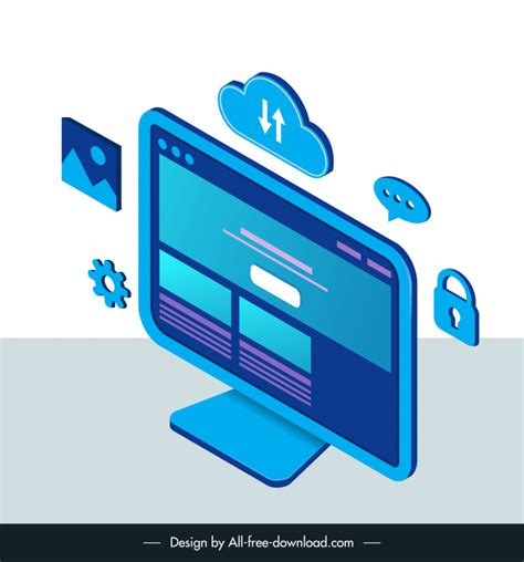 Computer Application Function Design Elements Modern Blue 3d Sketch Vectors Images Graphic Art