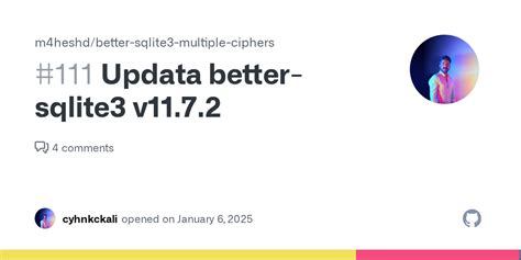 Updata Better Sqlite3 V1172 · Issue 111 · M4heshdbetter Sqlite3 Multiple Ciphers · Github