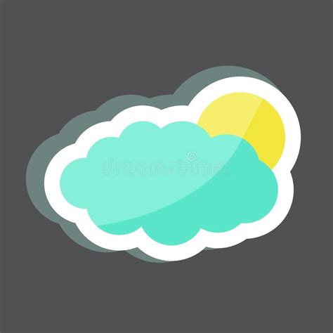 Sun Cloud Sticker In Trendy Isolated On Black Background Stock