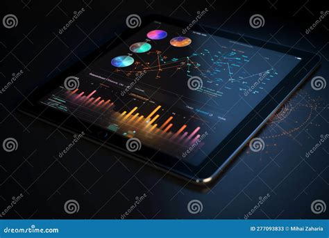 Conceptual Illustration Of A Tablet Or An Ipad Displaying Analytical