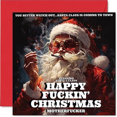 Rude Christmas Cards For Women Men Happy Fckin Christmas Merry