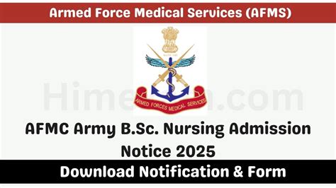 Afmc Army Bsc Nursing Admission Notice 2025