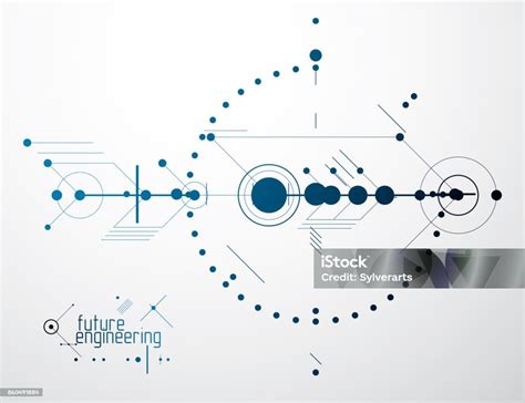 기계적 체계 공학 원과 메커니즘의 형상 부품 드로잉 벡터 기술 계획 웹 디자인 및 배경 화면이 나 배경으로 사용할 수 있습니다 가상현실에 대한 스톡 벡터 아트 및 기타