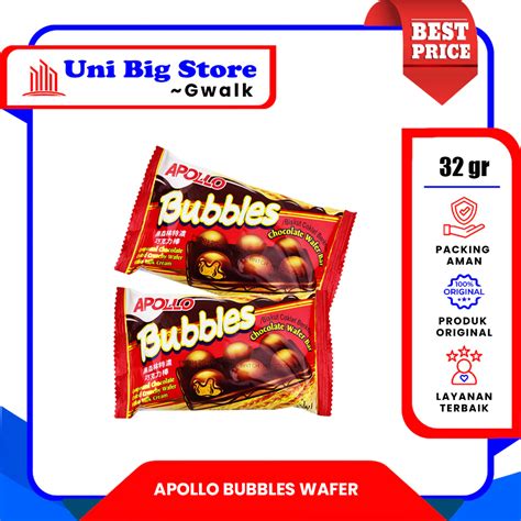 Jual Apollo Bubbles Chocolate Biskuit Wafer 32 Gr Shopee Indonesia