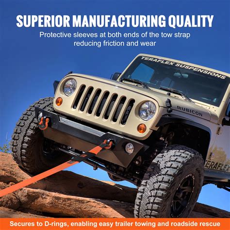 Vevor Heavy Duty Tow Strap Recovery Kit 3 X 30 Ft Mbs 36000 Lbs