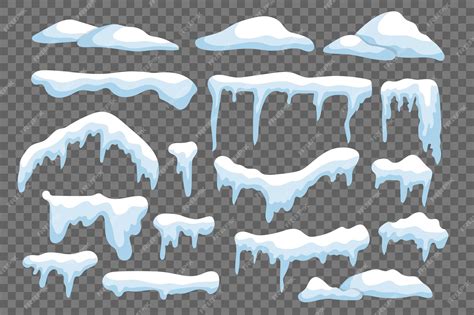Premium Vector Snow Caps With Icicles Isolated Elements Set In Flat
