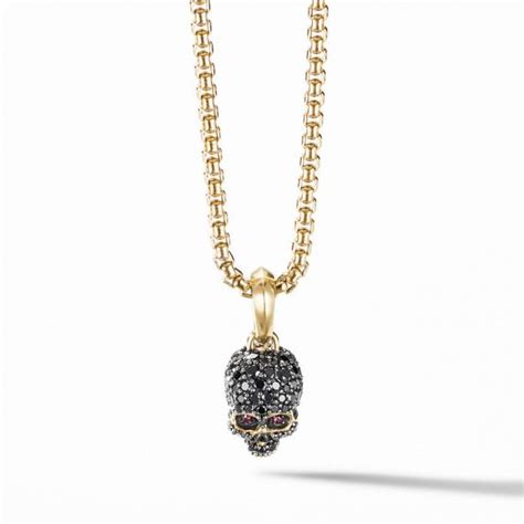David Yurman Memento Mori Skull Amulet with Full Pavé Black Diamonds