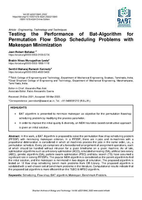 Testing The Performance Of Bat Algorithm Vol E Doi ISSN