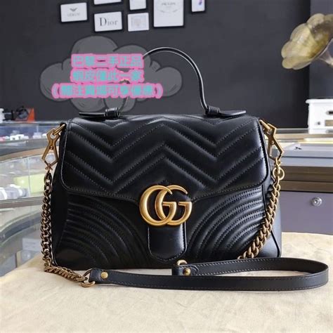 【巴黎二手】gucci 古馳 Gg Marmont 大號 黑色 郵差包手提包單肩包斜背包498110 蝦皮購物