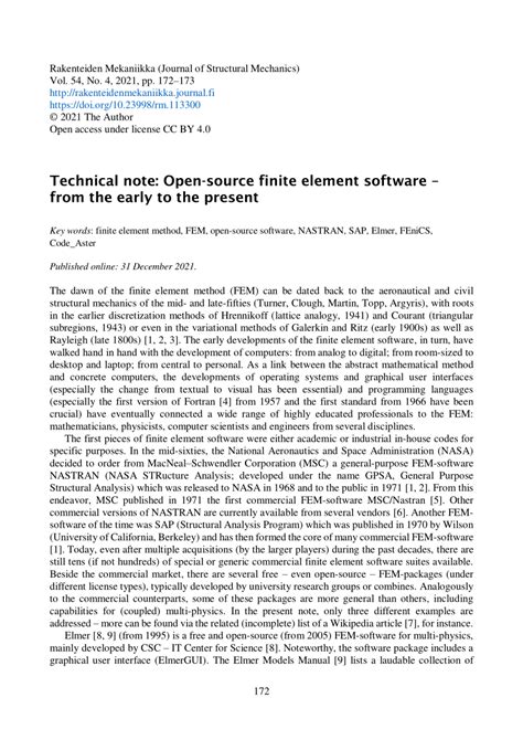 pdf technical note open source finite element software from the